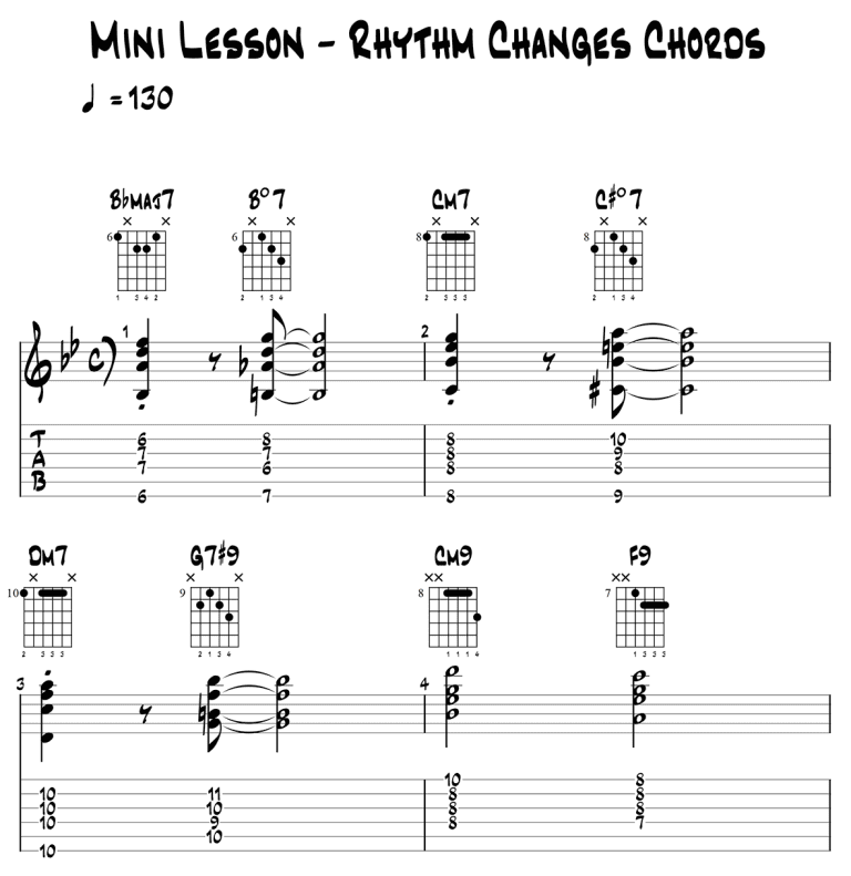 Jazz Guitar Mini Lesson - Bb Rhythm Changes Chords