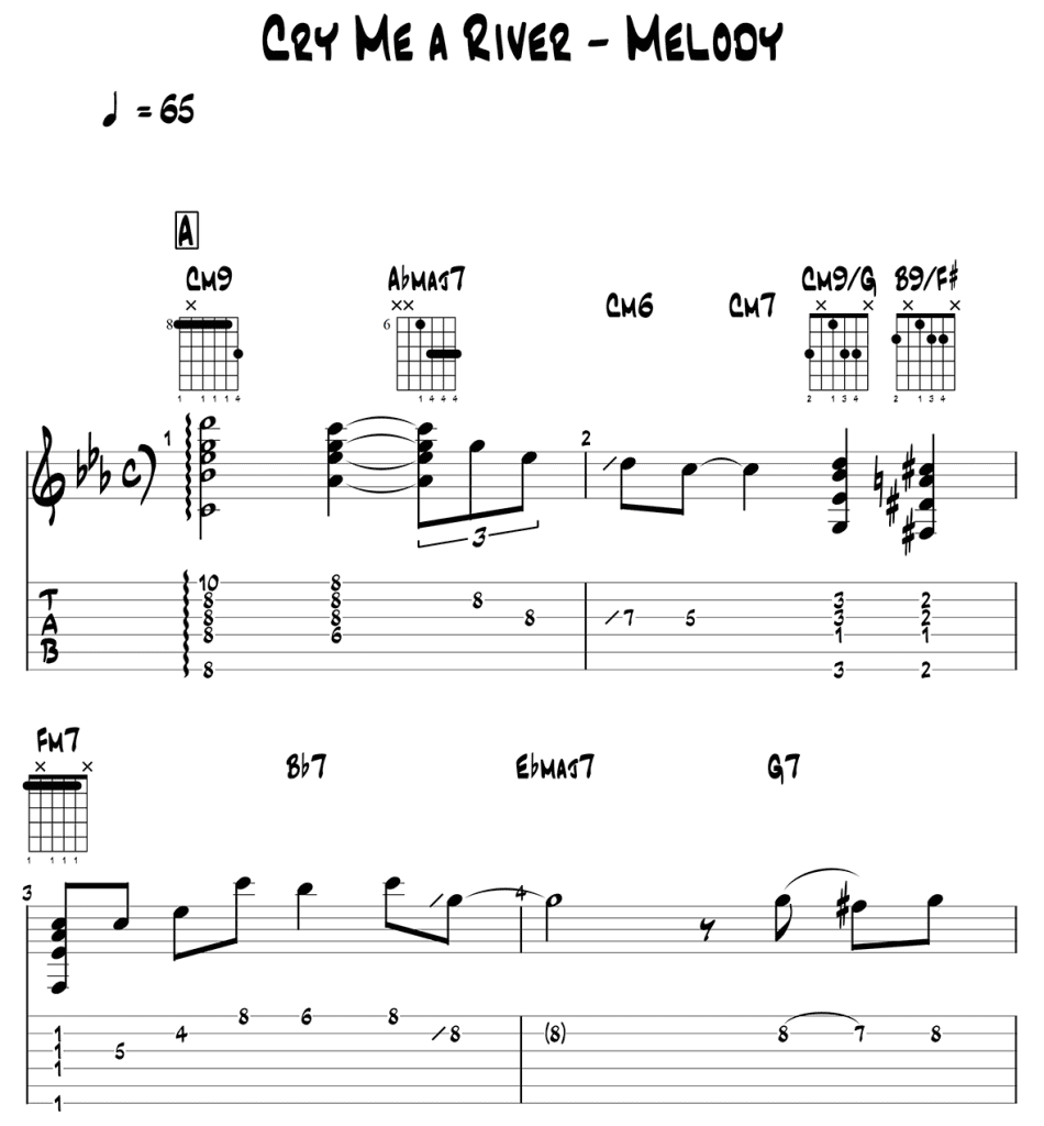 Cry Me a River - Jazz Guitar Chord Melody Arrangement