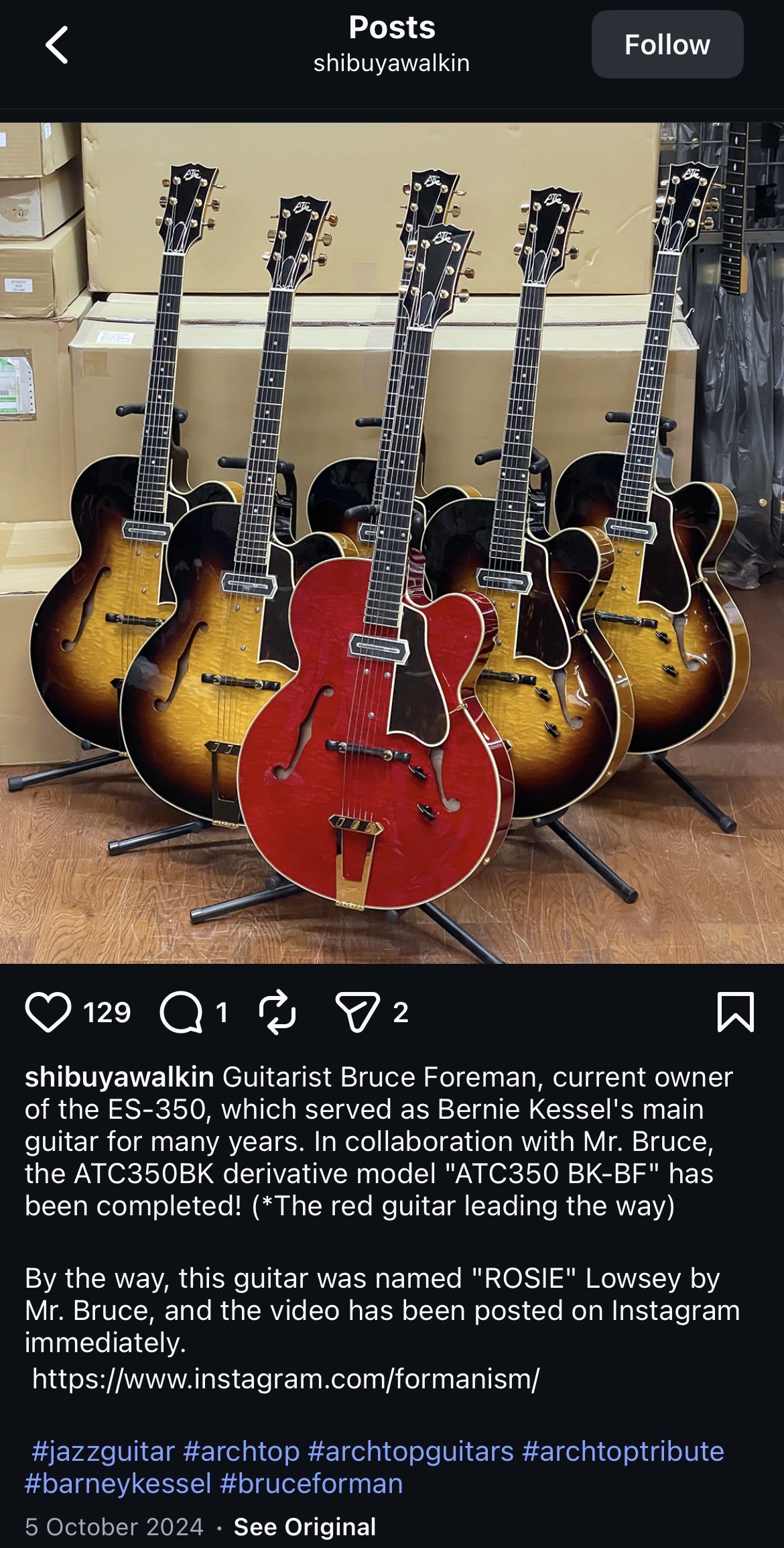 Walkin Guitars - New Barney Kessell and Bruce Foreman models