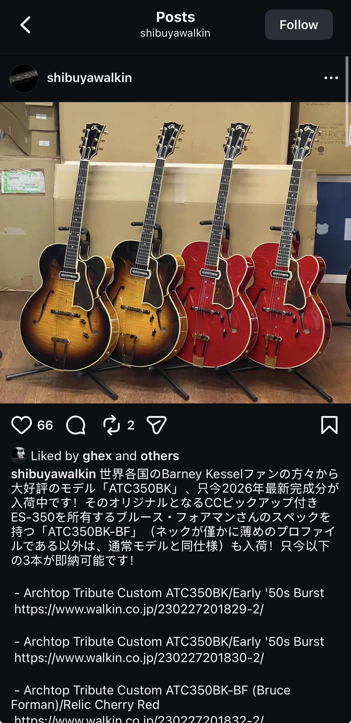 Walkin Guitars - New Barney Kessell and Bruce Foreman models